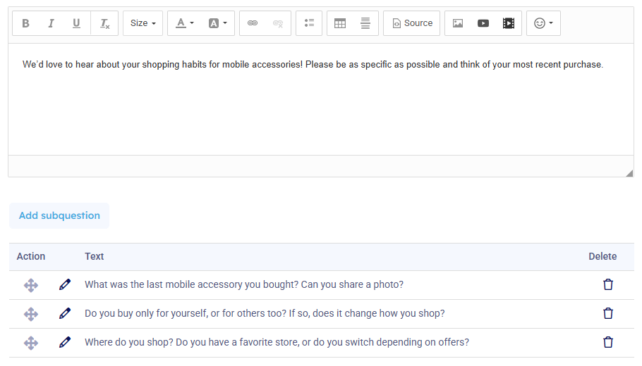 Subquestions - Quallie